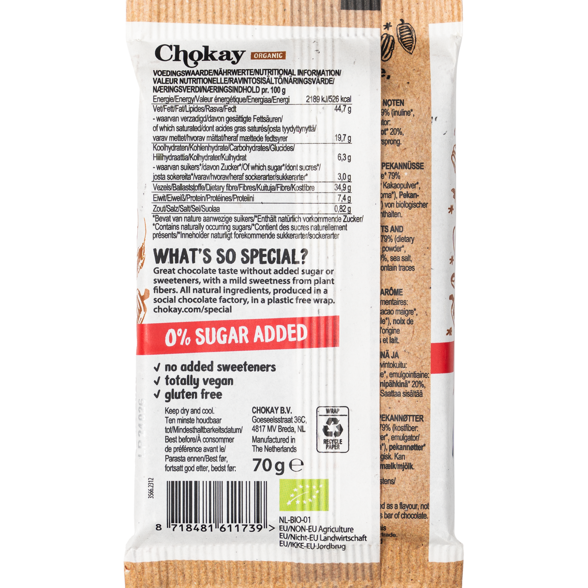 Chokay BIO Bar Extra Dark Caramel Pecan – Jerky Store Europe