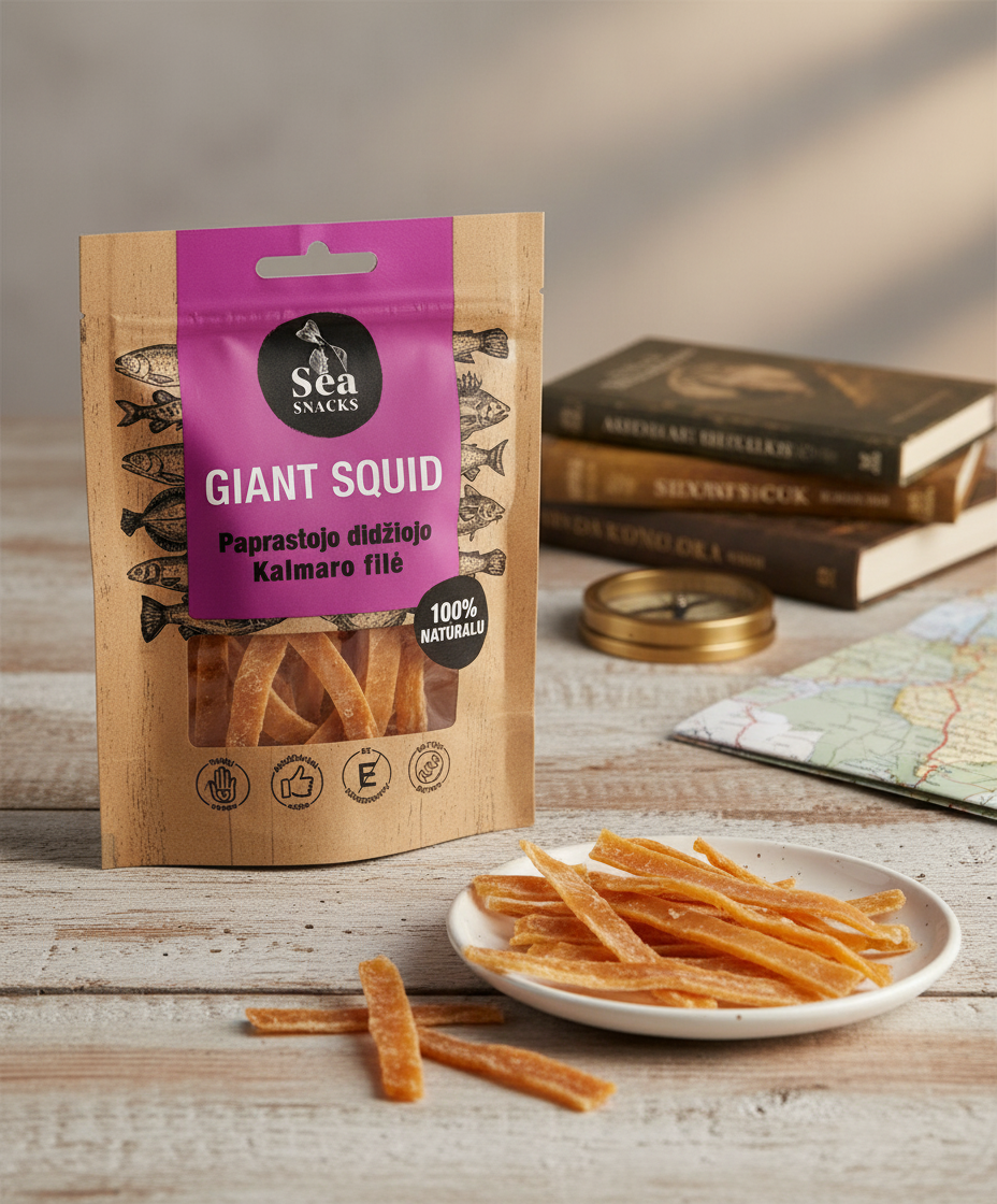 Sea Snacks Dried Giant Squid fillet strips – Jerky Store Europe
